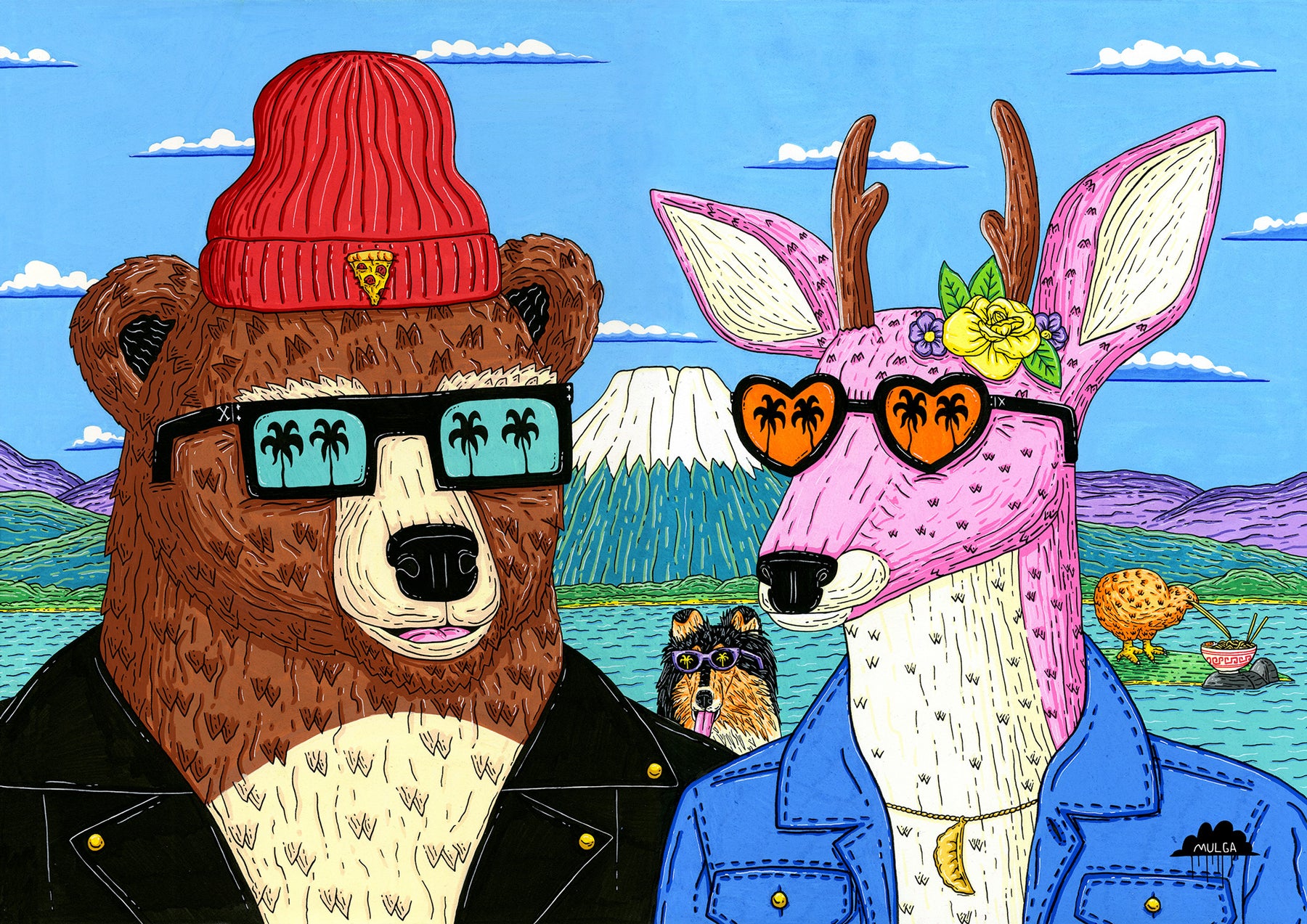 Matt the Bear and Ash the Deer - Fine Art Print – Mulga The Artist