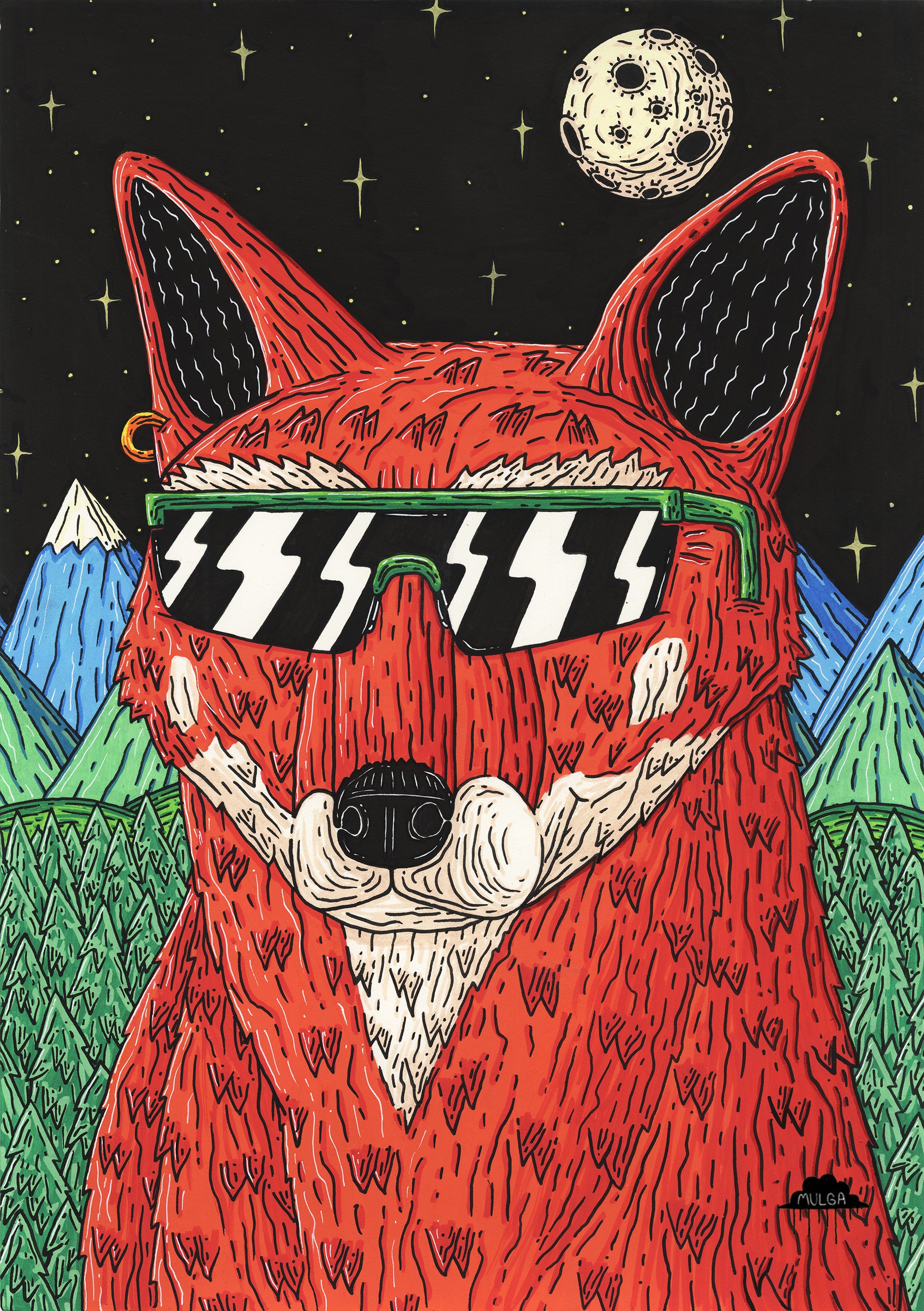 SOLD - Red Wolf - Original Painting – Mulga The Artist