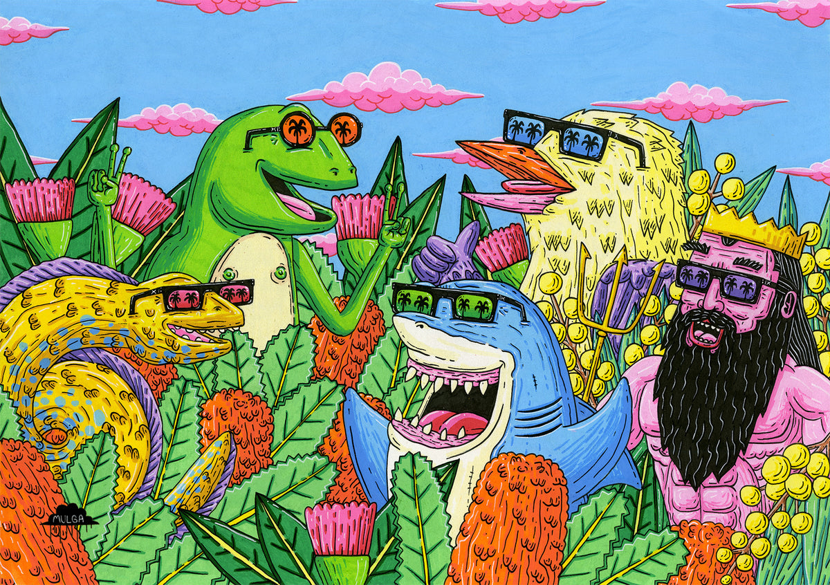 Poseidon and Friends - Original Painting – Mulga The Artist