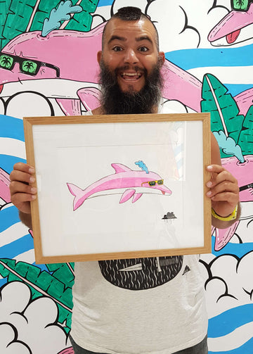 *SOLD* Cheeky Charlie the Dolphin - Original Painting – Mulga The Artist