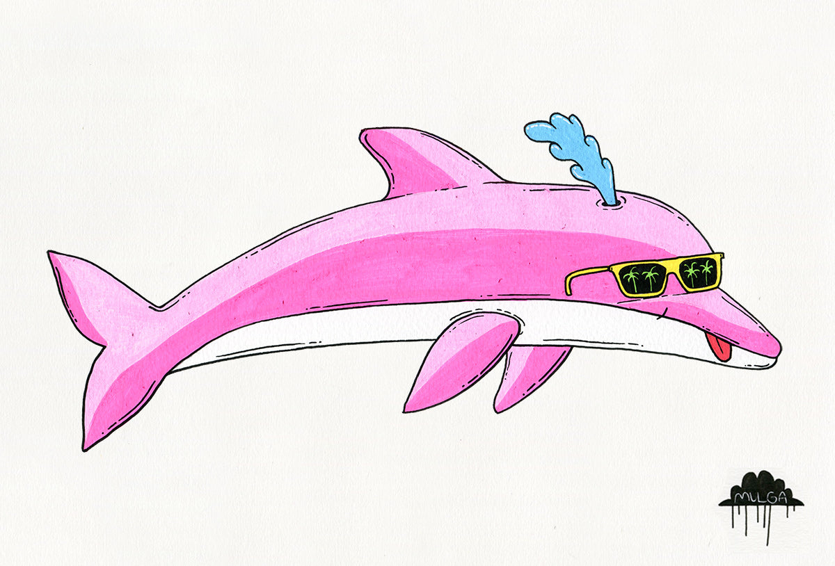 *SOLD* Cheeky Charlie the Dolphin - Original Painting – Mulga The Artist