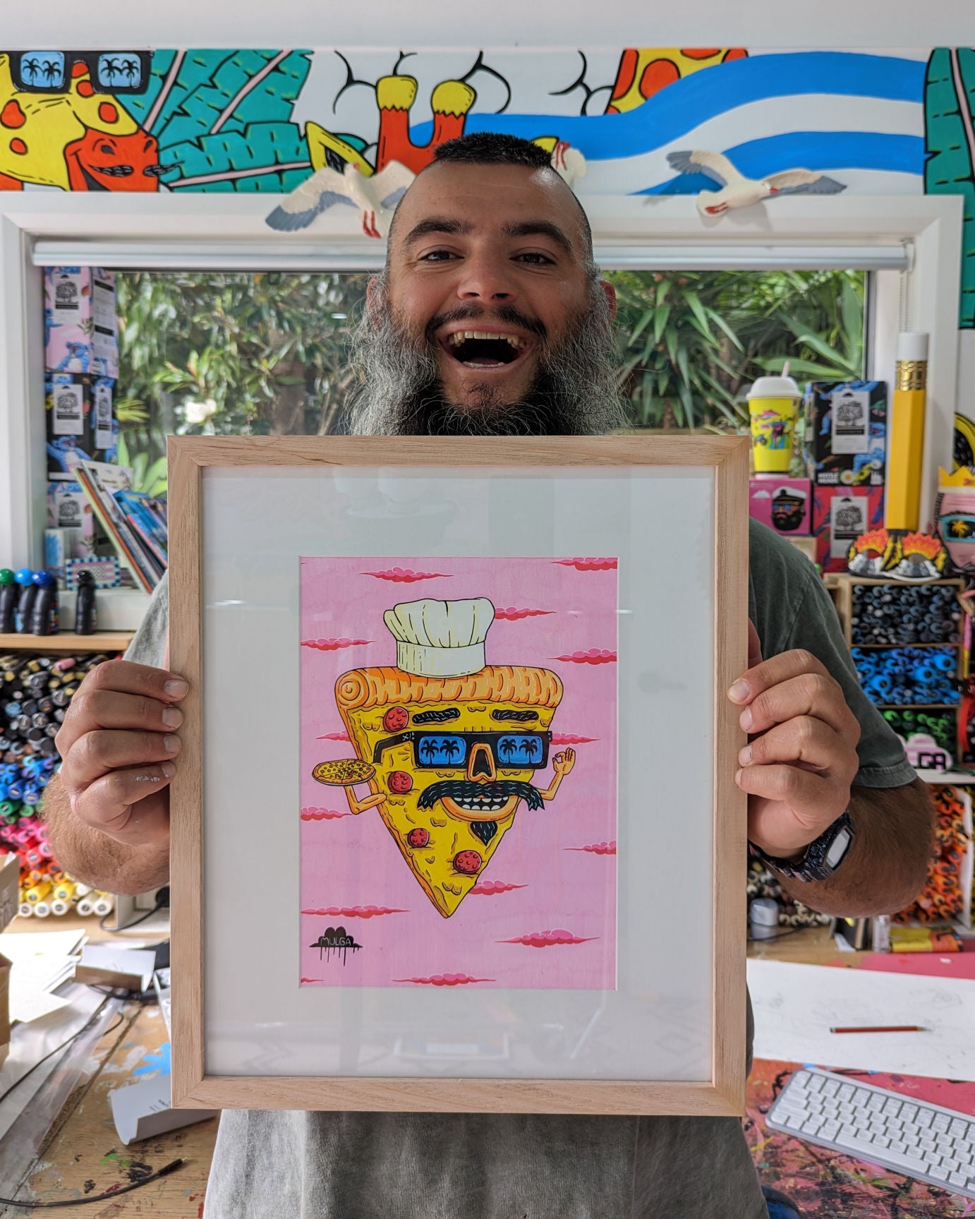 Petey the Pizza Chef Pizza - Original Painting – Mulga The Artist