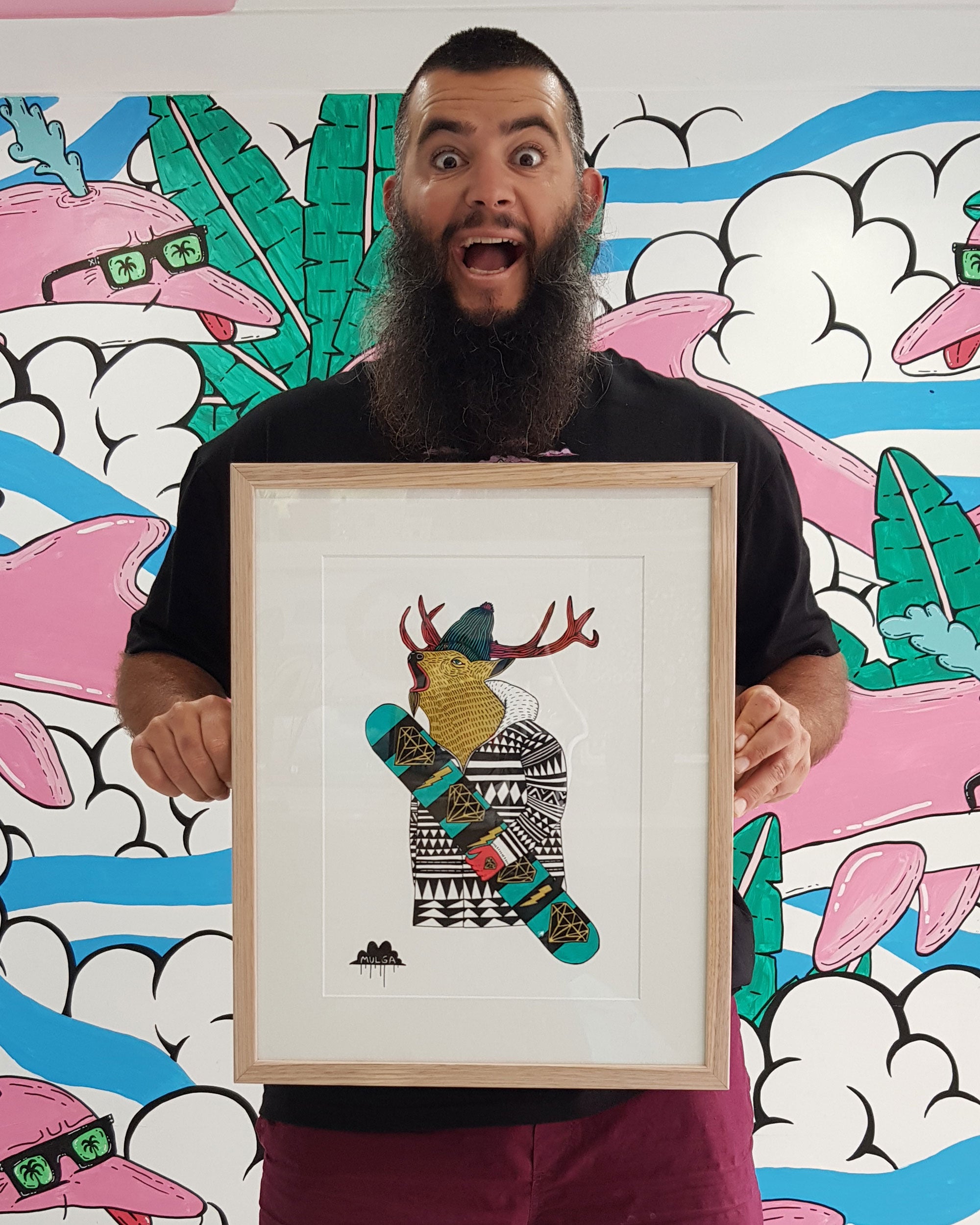 *SOLD* Rufus the Reindeer Snowboard Legend - Original Painting – Mulga ...