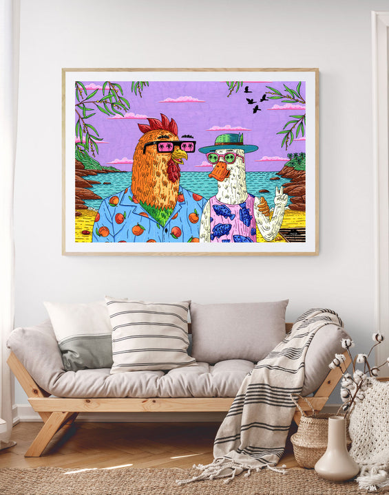 Sam the Chicken & Nat the Duck - Fine Art Print – Mulga The Artist
