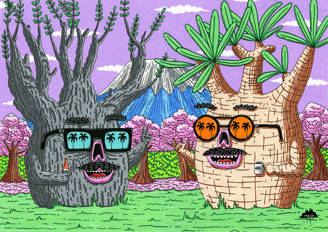 Two Trees in Japan - Premium Giclée Fine Art Print – Mulga The Artist